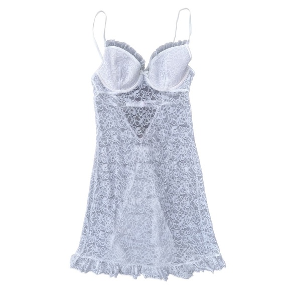 Dresses | Vintage 9s White Lace Ruffle Bow Lingerie Dress Fairy ...